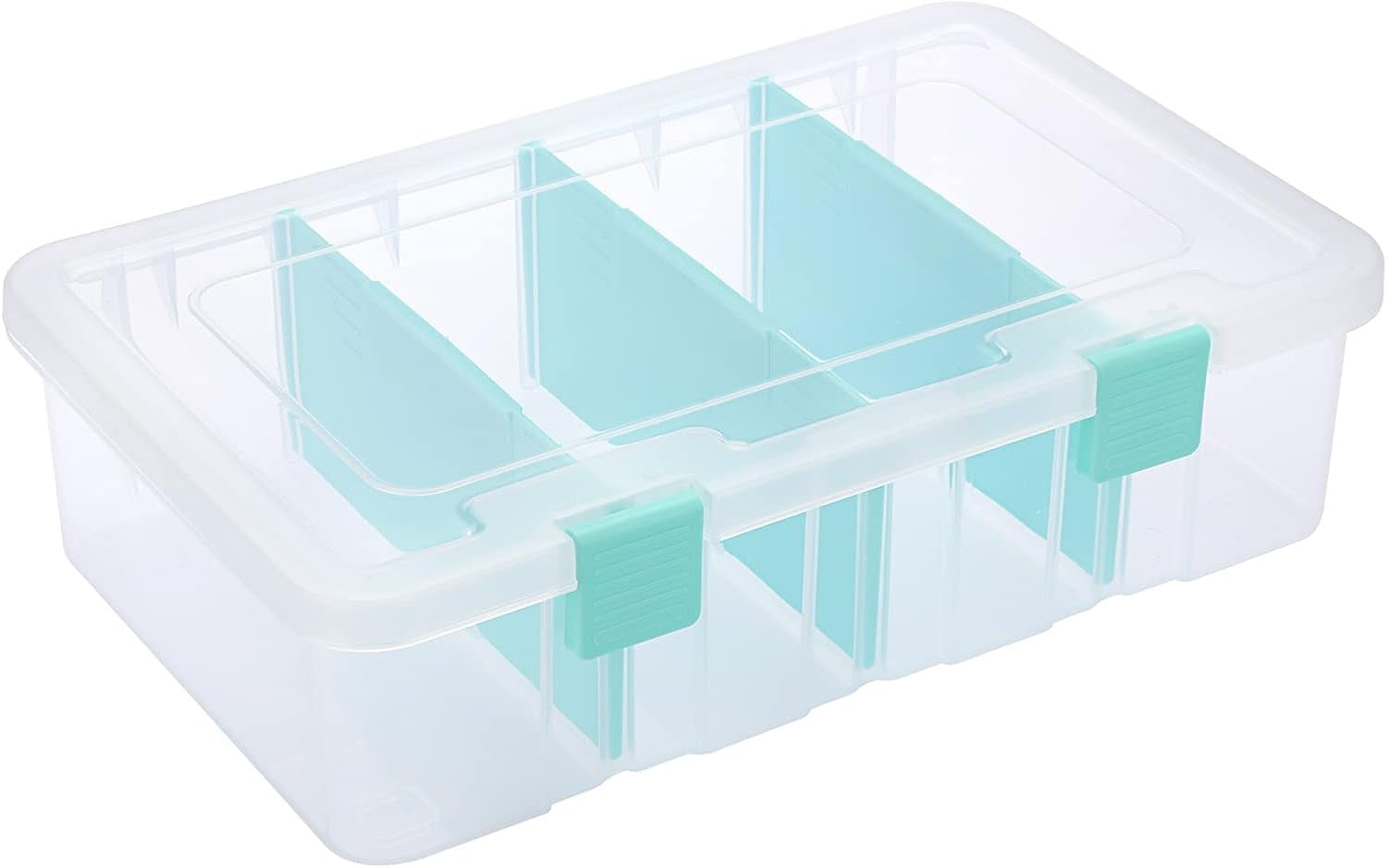 Clear Plastic Dividing Storage Box with 4 Compartments Adjustable ...