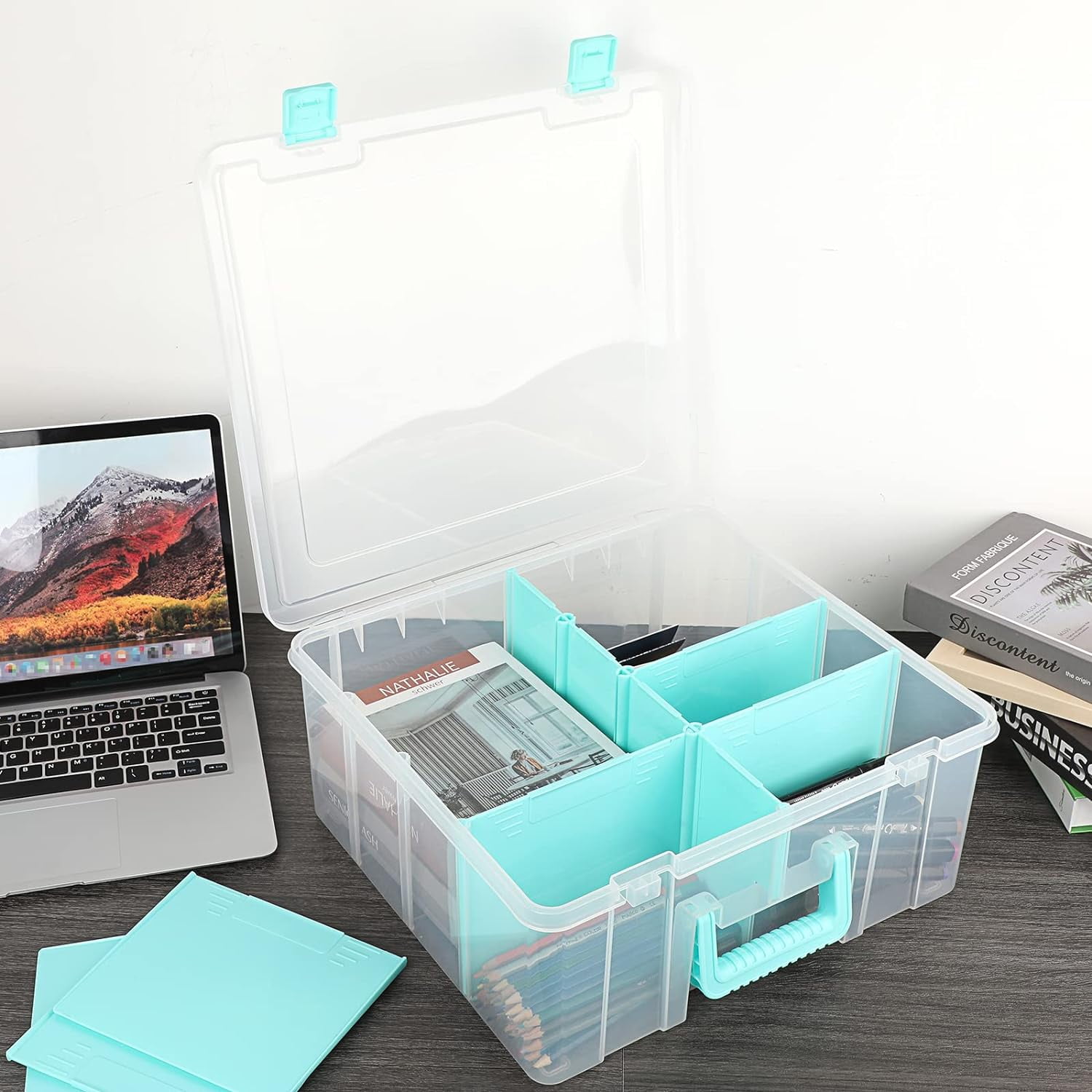Clear Plastic Dividing Storage Box with 8 Deep Compartments - Walmart.com