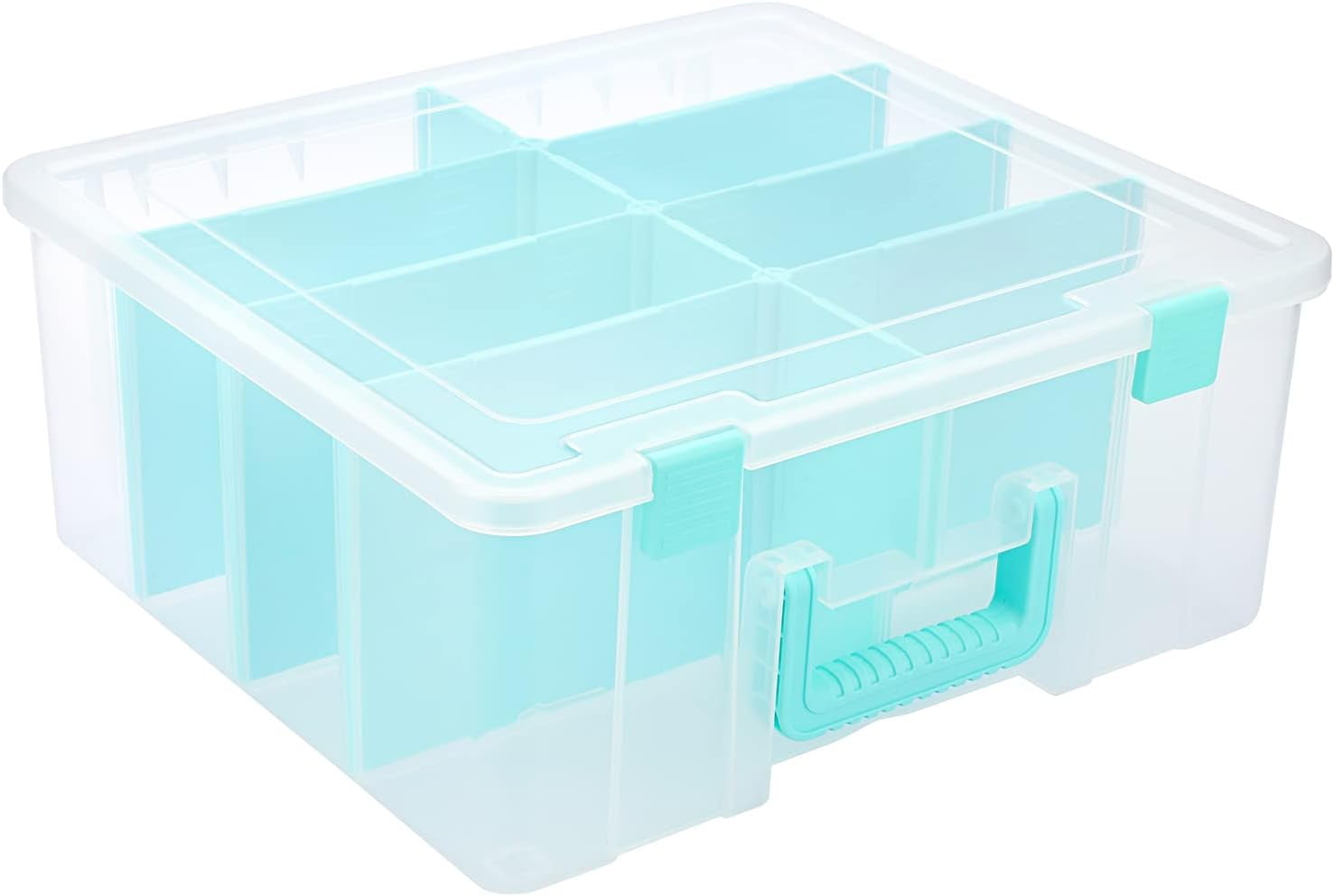 Clear Plastic Dividing Storage Box with 8 Deep Compartments Adjustable ...