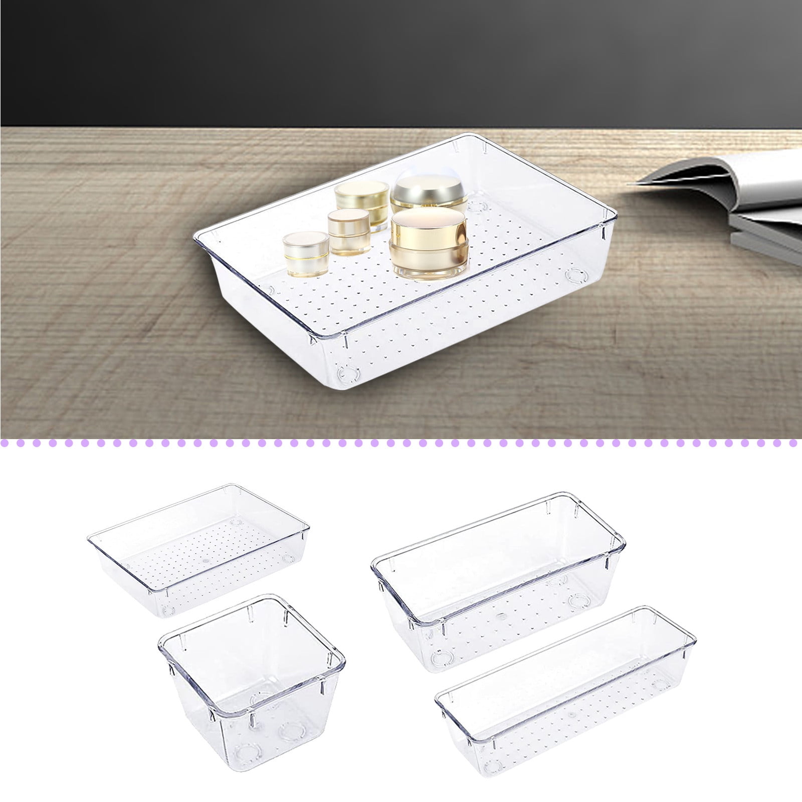 Clear Plastic Drawer Organizer Set 4 Sizes Desk Drawer Divider ...