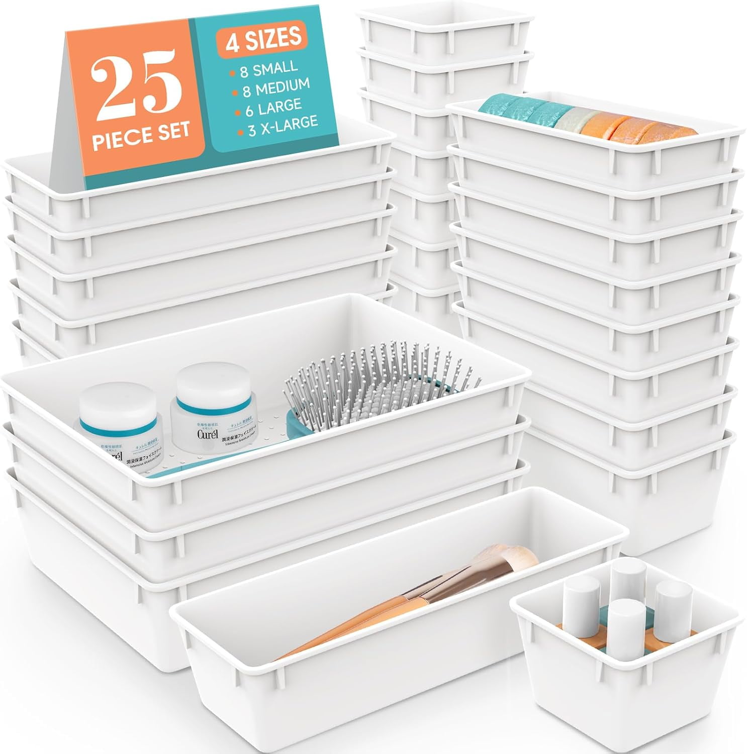 Clear Plastic Drawer Organizer Set, 4 Sizes Desk Drawer Divider ...
