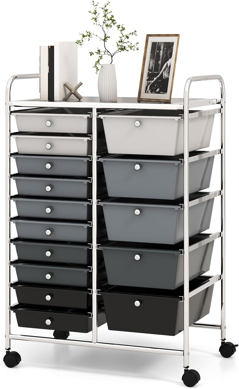 Clear Plastic Drawer Organizer w/Lockable Wheels, Removable & 2-Sized ...