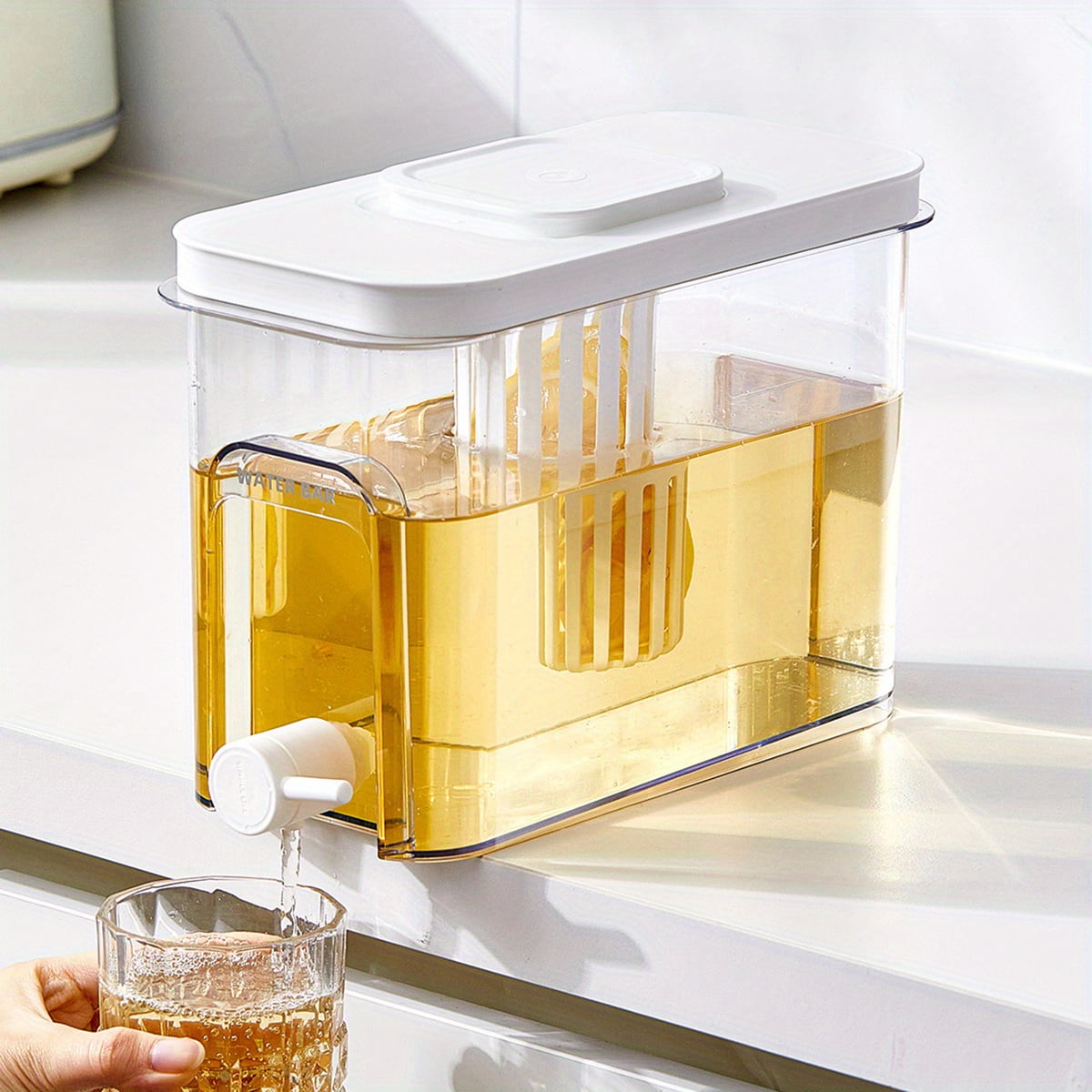 Clear Plastic Drink Dispenser with Strainer & Spigot - Ideal for Fridge ...