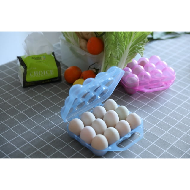 Clear Plastic Egg Carton-12 Egg Holder Carrying Case with Handle ...