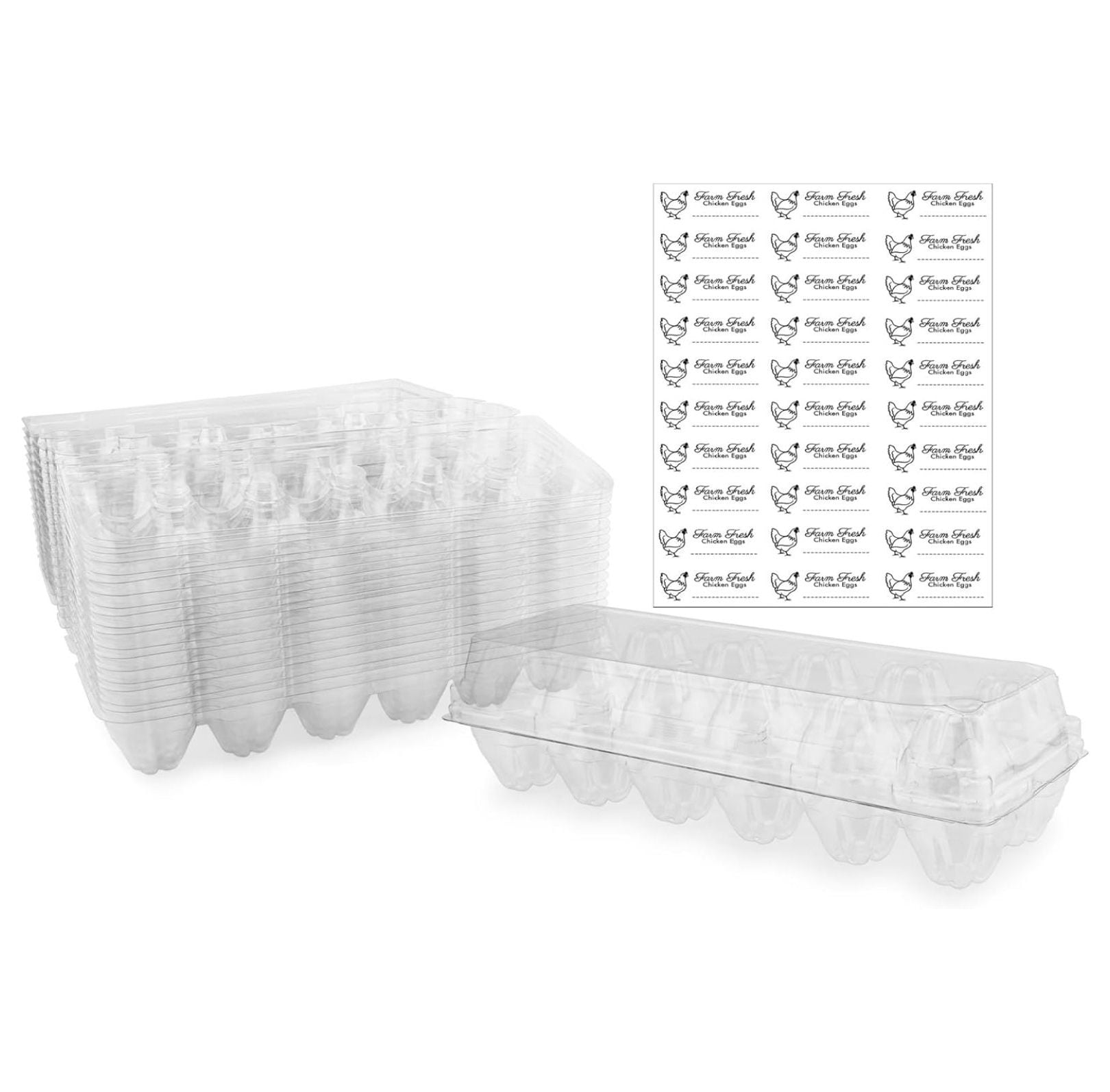 Clear Plastic Egg Cartons (20-Pack); Tri-Fold Containers for One Dozen ...
