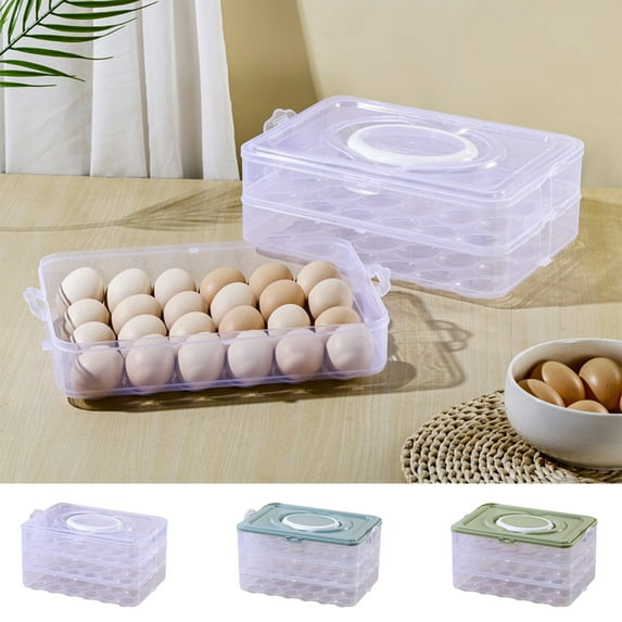 Clear Plastic Eggs Storage Container with Lid and Handle for ...