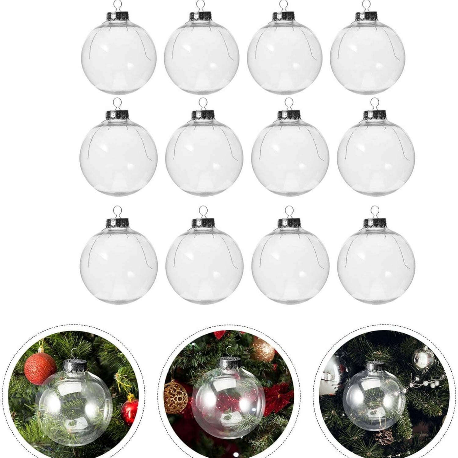 Clear Plastic Fillable Ornament Balls,24 Pack 2.36 inch Christmas ...