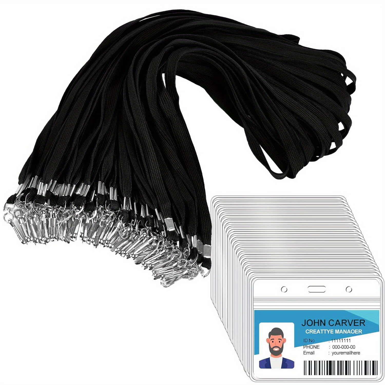 Clear Plastic & Flat Neck Lanyards with Swivel Hook - Durable ID Card ...