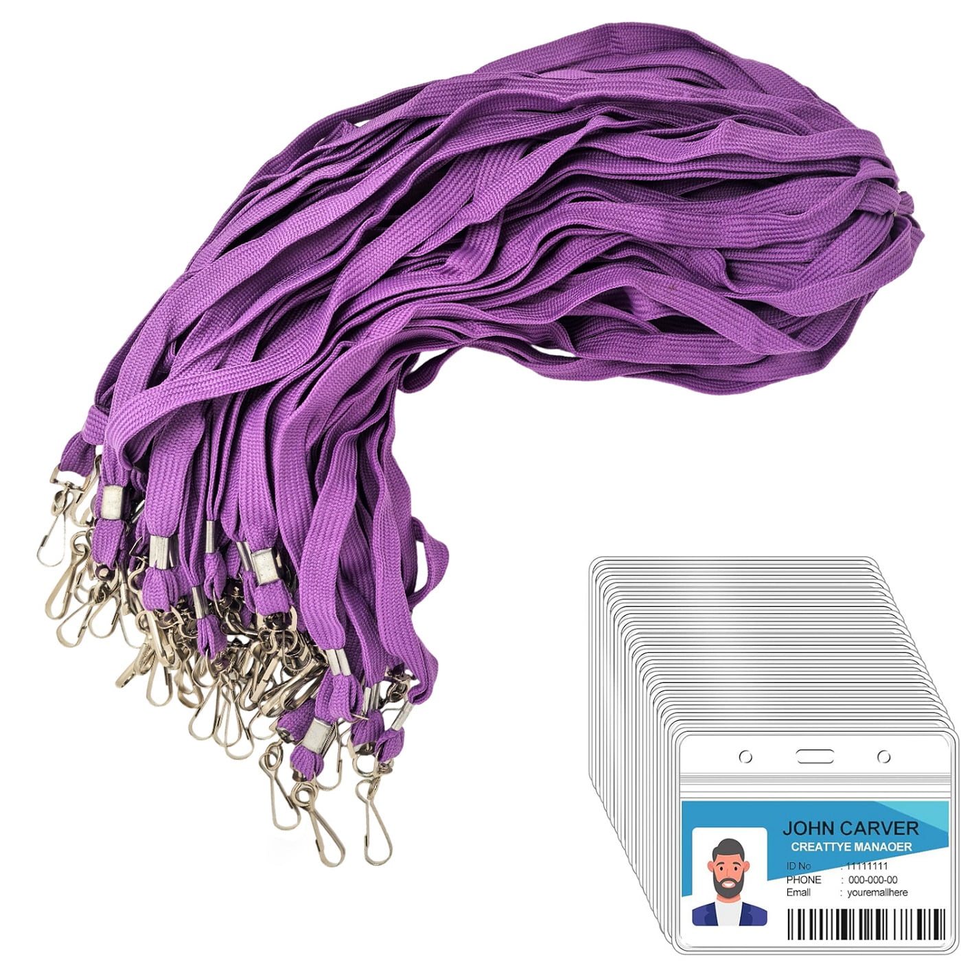 Clear Plastic & Flat Neck Lanyards with Swivel Hook - Durable ID Card ...