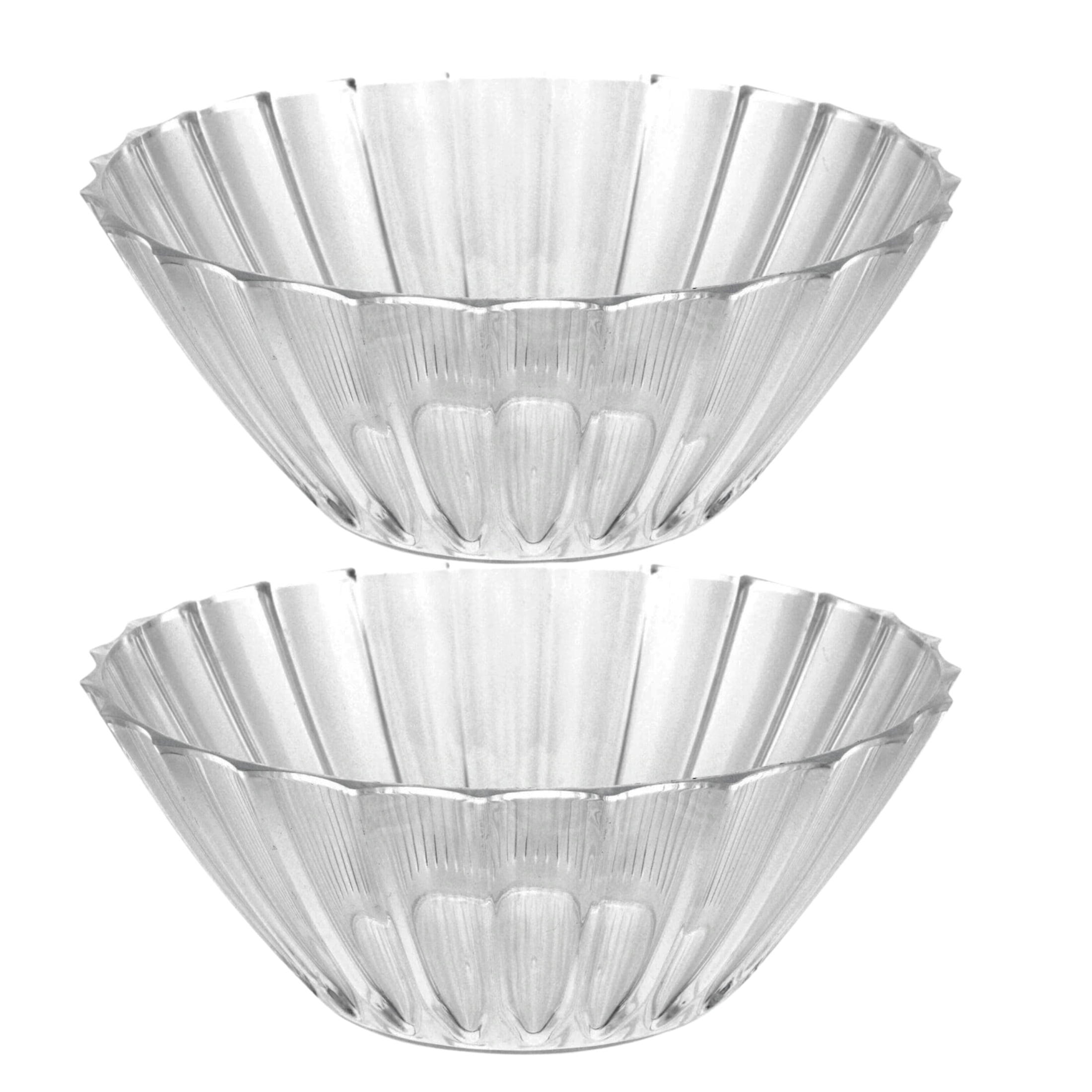 Clear Plastic Fluted Serving Bowls 8 in for Home Kitchen Dining ...