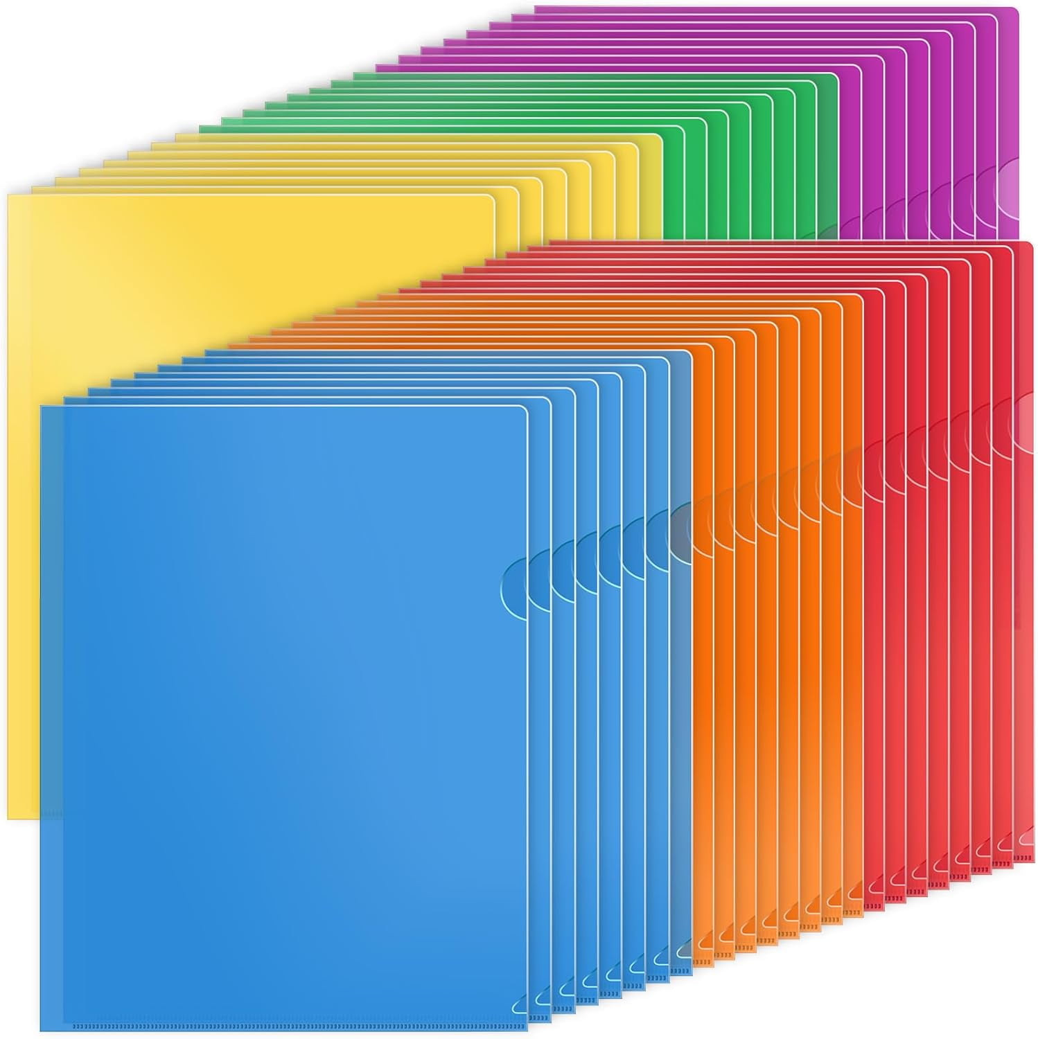 Clear Plastic Folders Sleeves 48 Pack 6 Assorted Colors Documents ...