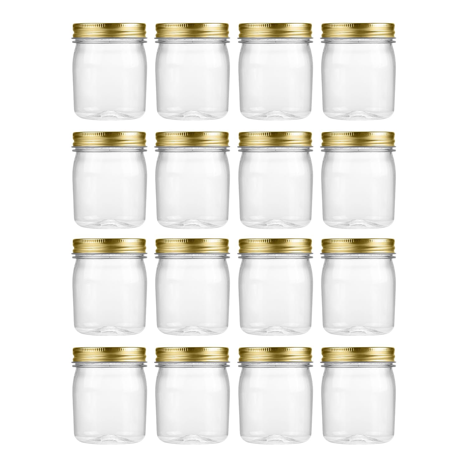 Clear Plastic Food Storage Jars Gold 16 Pack 8 Ounce Kitchen ...
