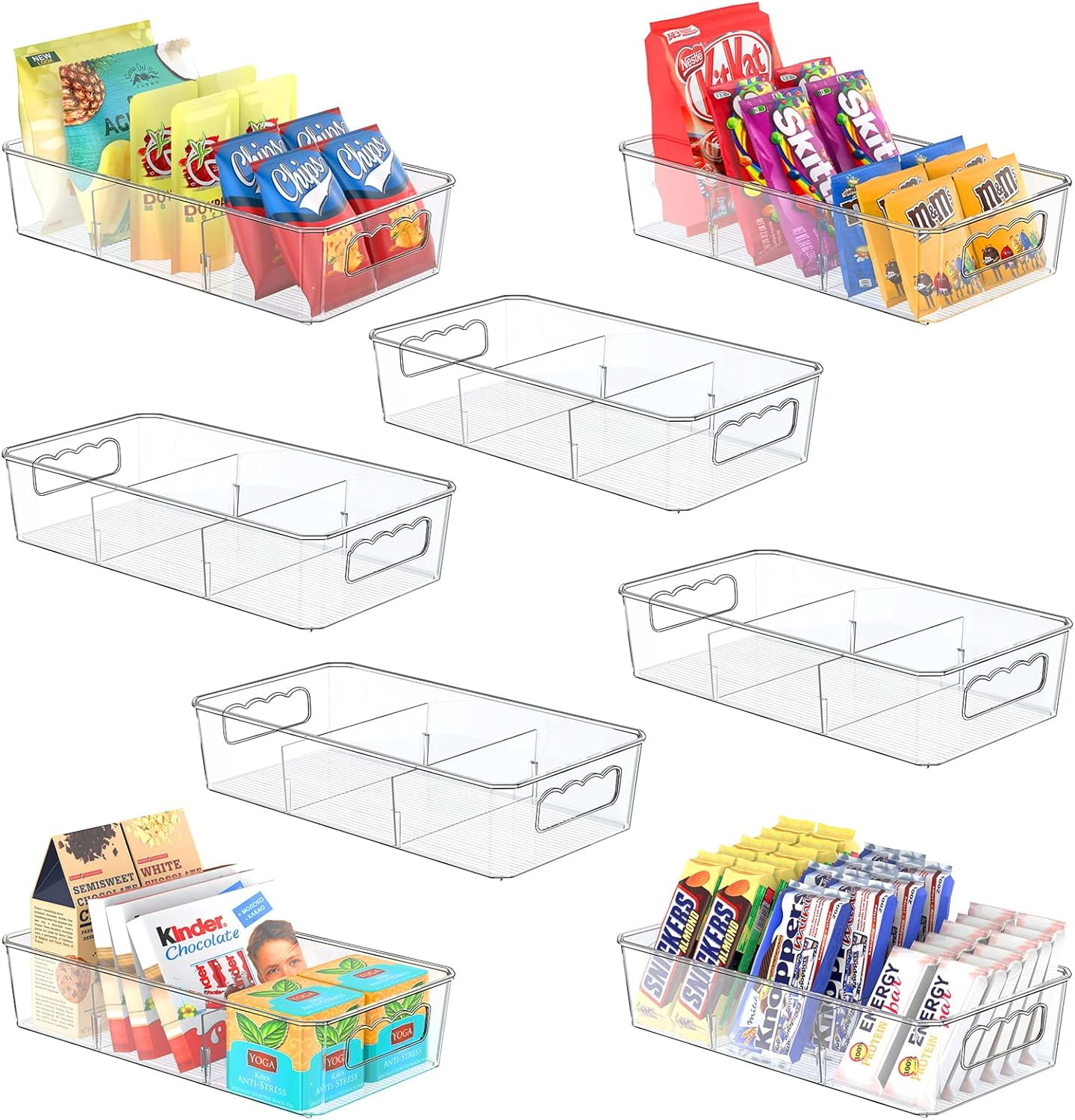 Clear Plastic Food Storage Organizer Bins,8 Pack Pantry Organizations ...