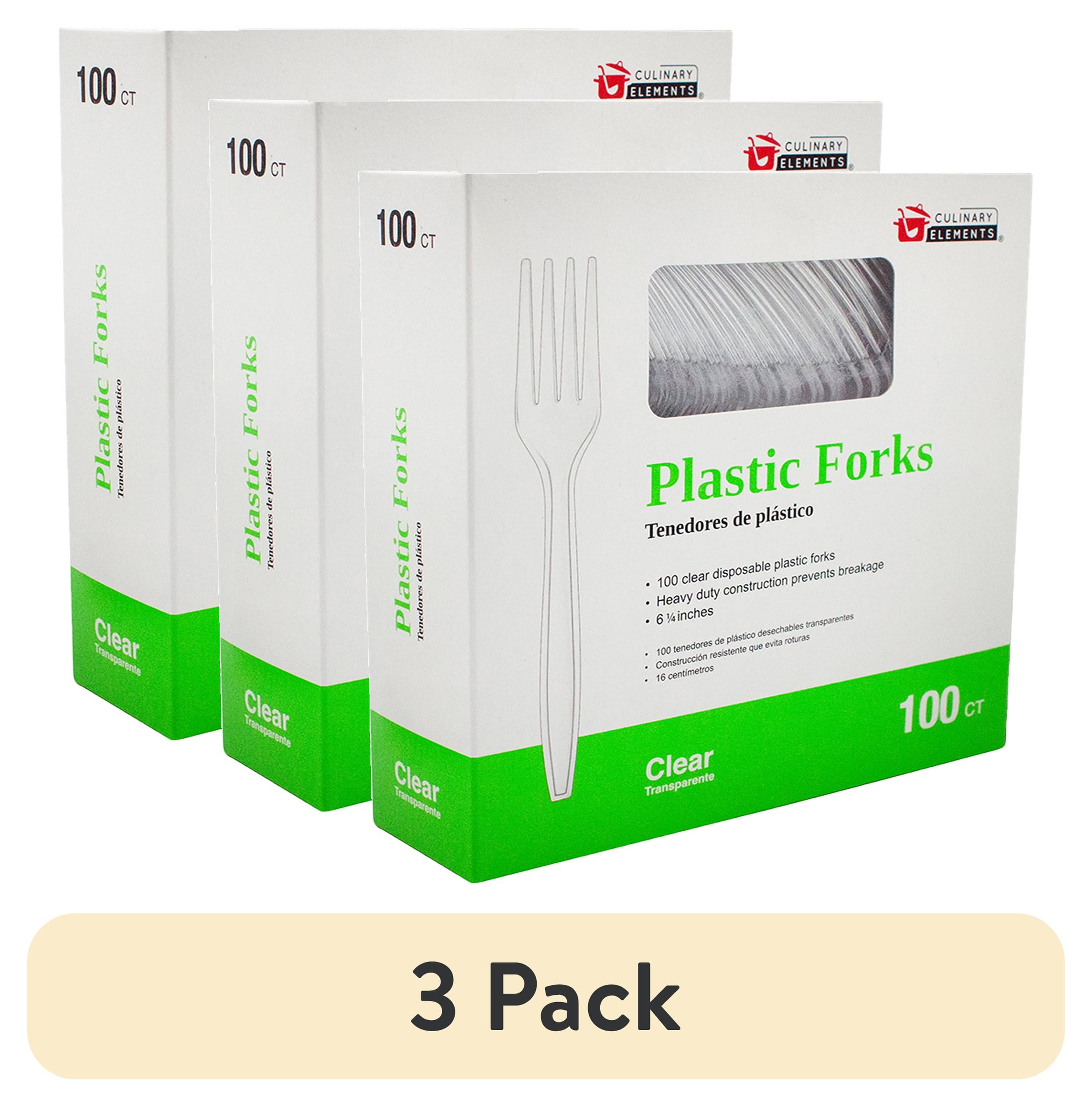 (3 pack) Clear Plastic Forks, 100 Count: Disposable Utensils and ...