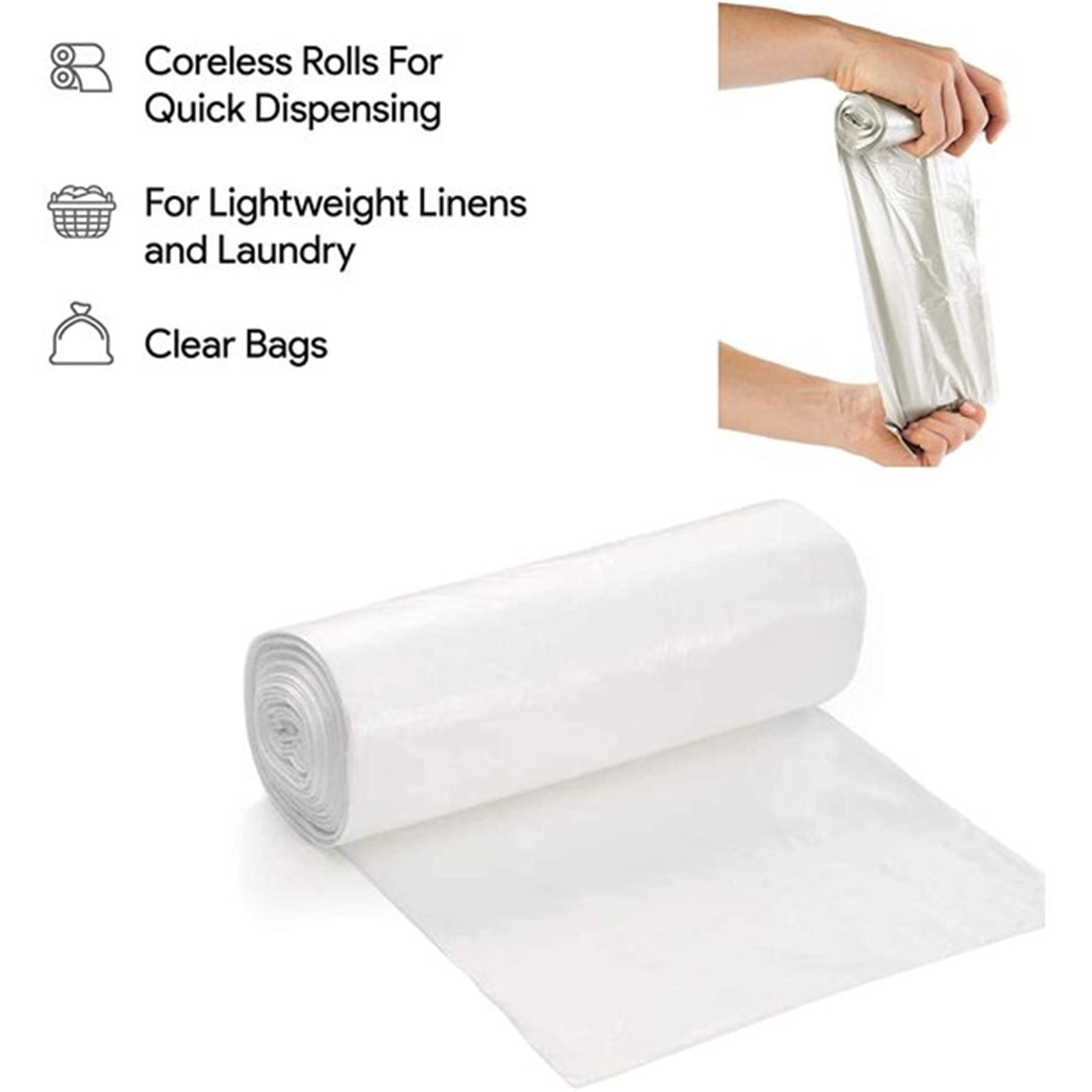 Elneeya 15 Gallon Clear Plastic Trash Bags Heavy Duty Waste Bin Liners ...