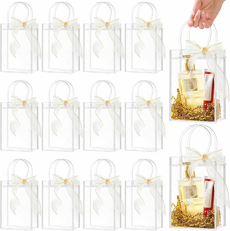 Clear Plastic Gift Bags with Handles, Reusable Party Favor Bags with ...