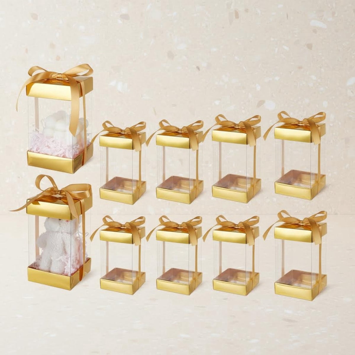Clear Plastic Gift Box with Gold Paper Lid, Rectangle Gift Packaging ...