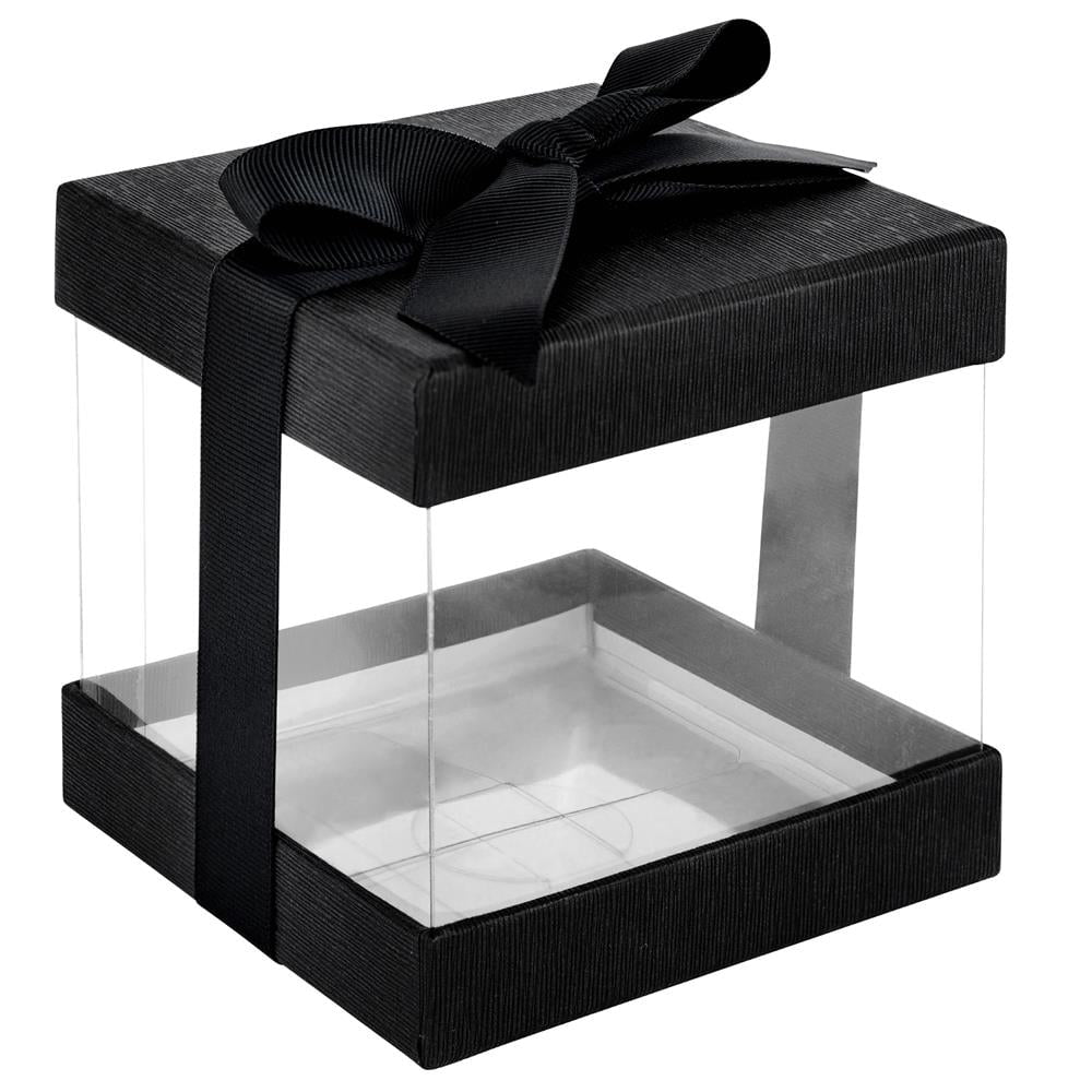 Clear Plastic Gift Boxes Black 4X4X4" Event Party Favor 12 Pack ...
