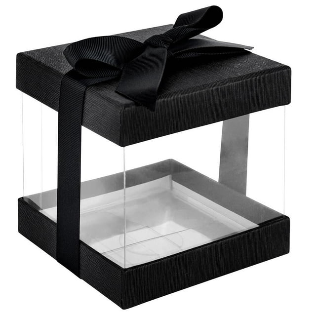 Clear Plastic Gift Boxes Black 4X4X4" Event Party Favor 12 Pack ...