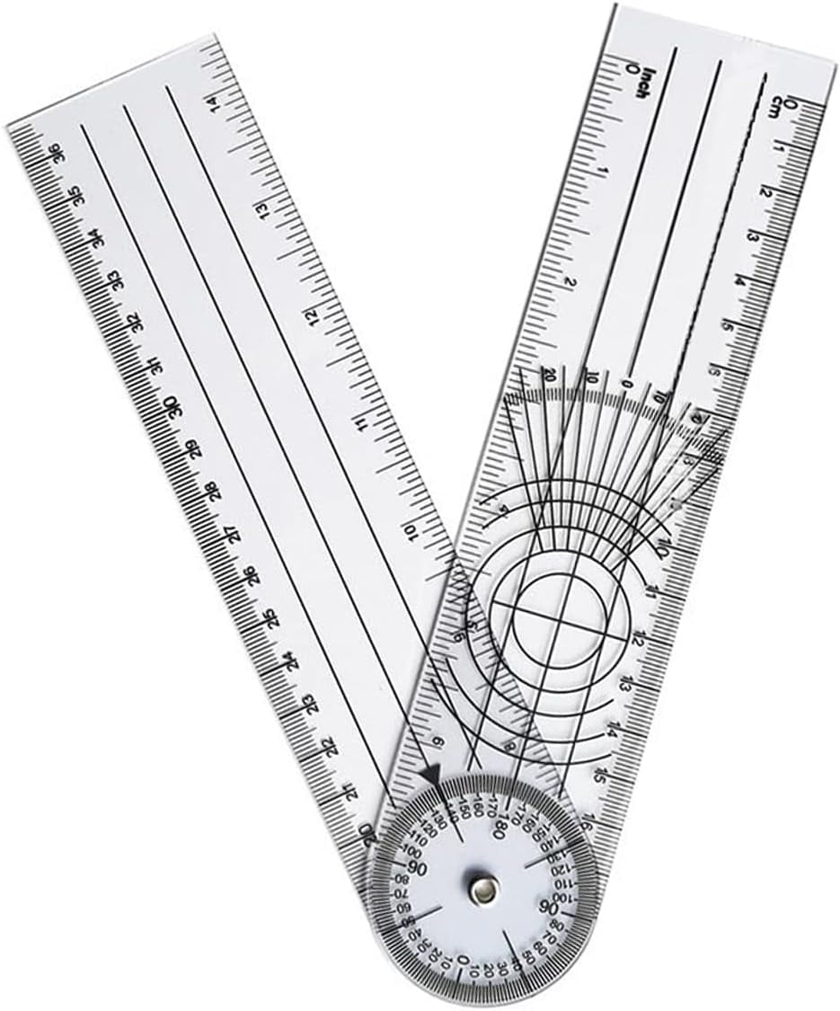 Clear Plastic Goniometer Angle Measuring Quick 360 Degree 7'' Arms ...