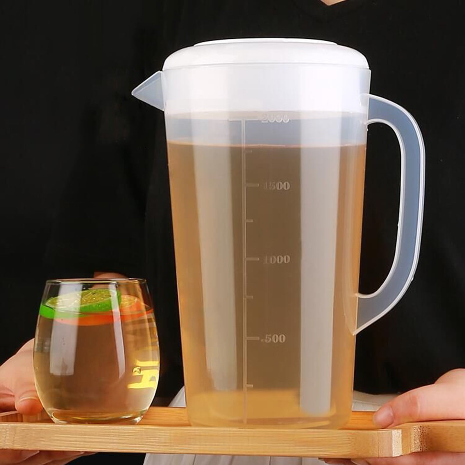 Clear Plastic Graduated Pour Measuring Jug Cup Water Pitcher Jug with ...