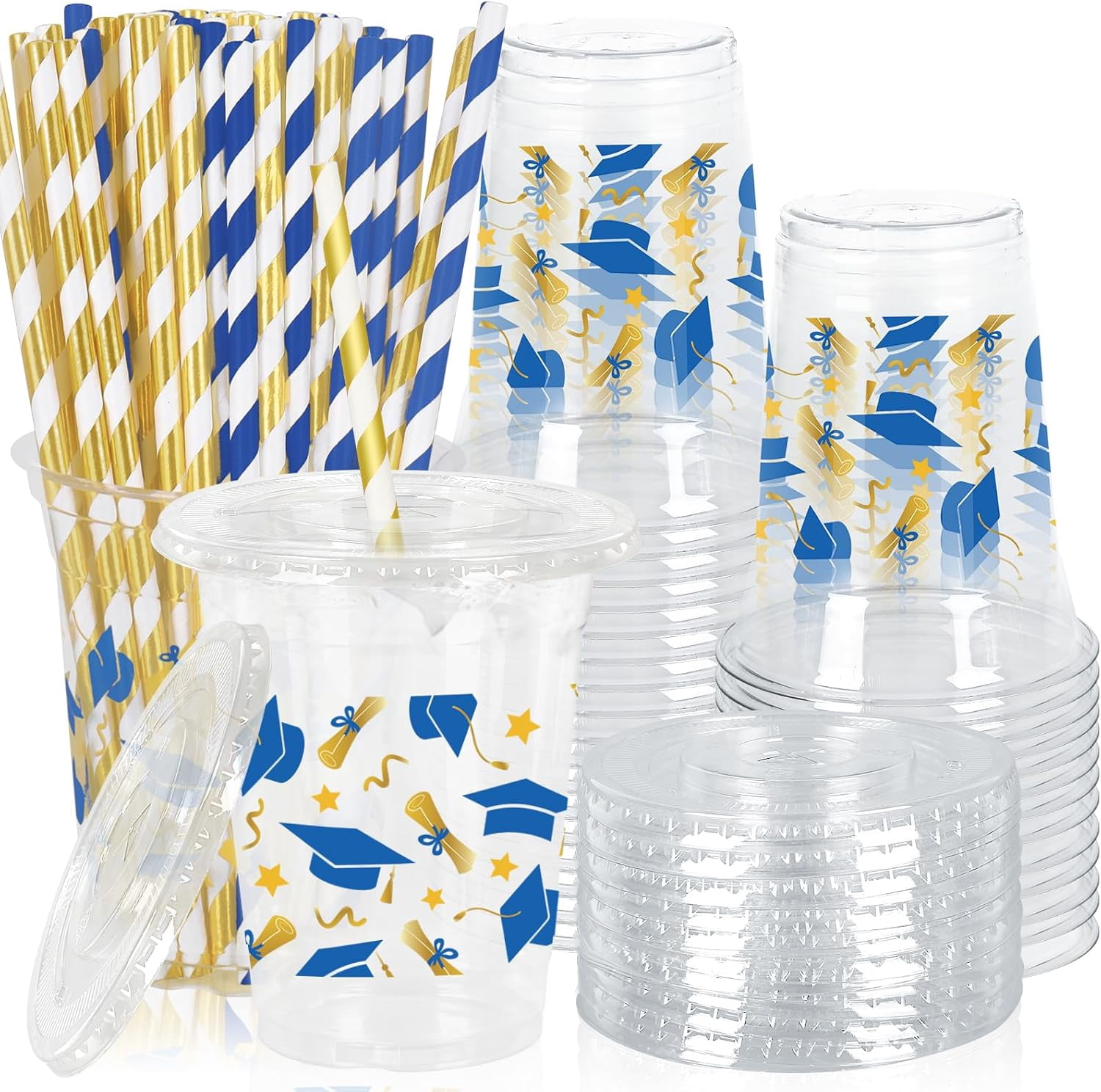 Clear Plastic Graduation Cups, 12 Oz Disposable Drink Cups Set, 50 ...