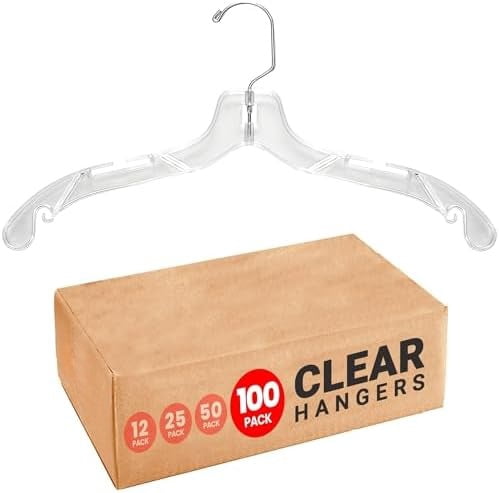 Clear Plastic Hangers 100 Pack - Durable Clothes Hanger for Wardrobe ...