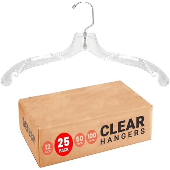 Clear Plastic Hangers 25 Pack - Durable Clothes Hanger for Wardrobe ...