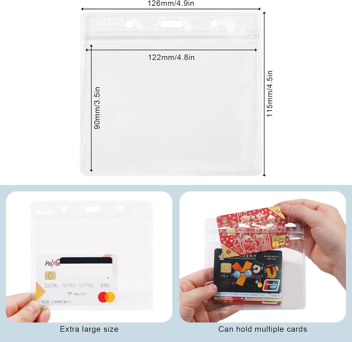 Clear Plastic Horizontal Badge Holder - 12 Pcs Thick Name Tag ID Card ...