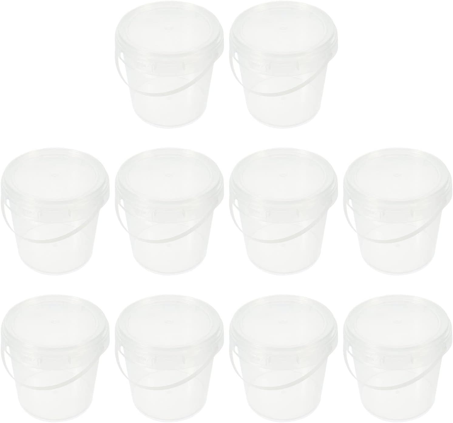 Clear Plastic Ice Cream Bucket: 10Pcs 1L Small Transparent Buckets with ...