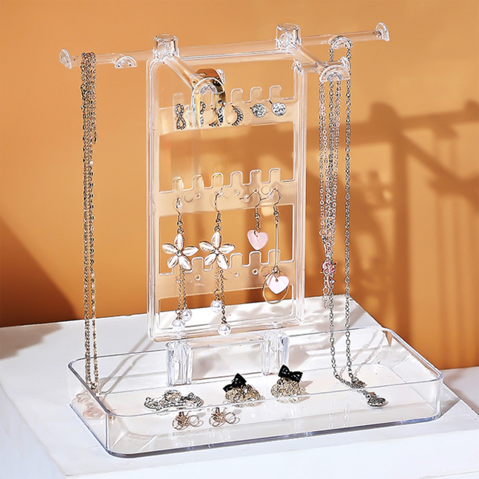 Clear Plastic Jewelry Organizer, Desktop Jewelry Display Rack with ...