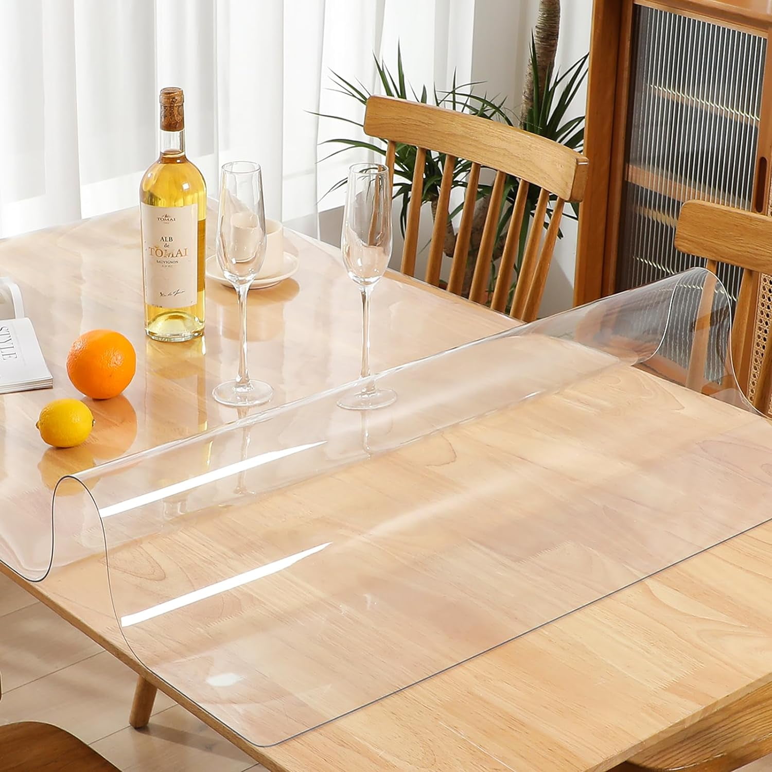 Clear Plastic Kitchen Countertop Cover Mat Table Protector Cover Wooden ...