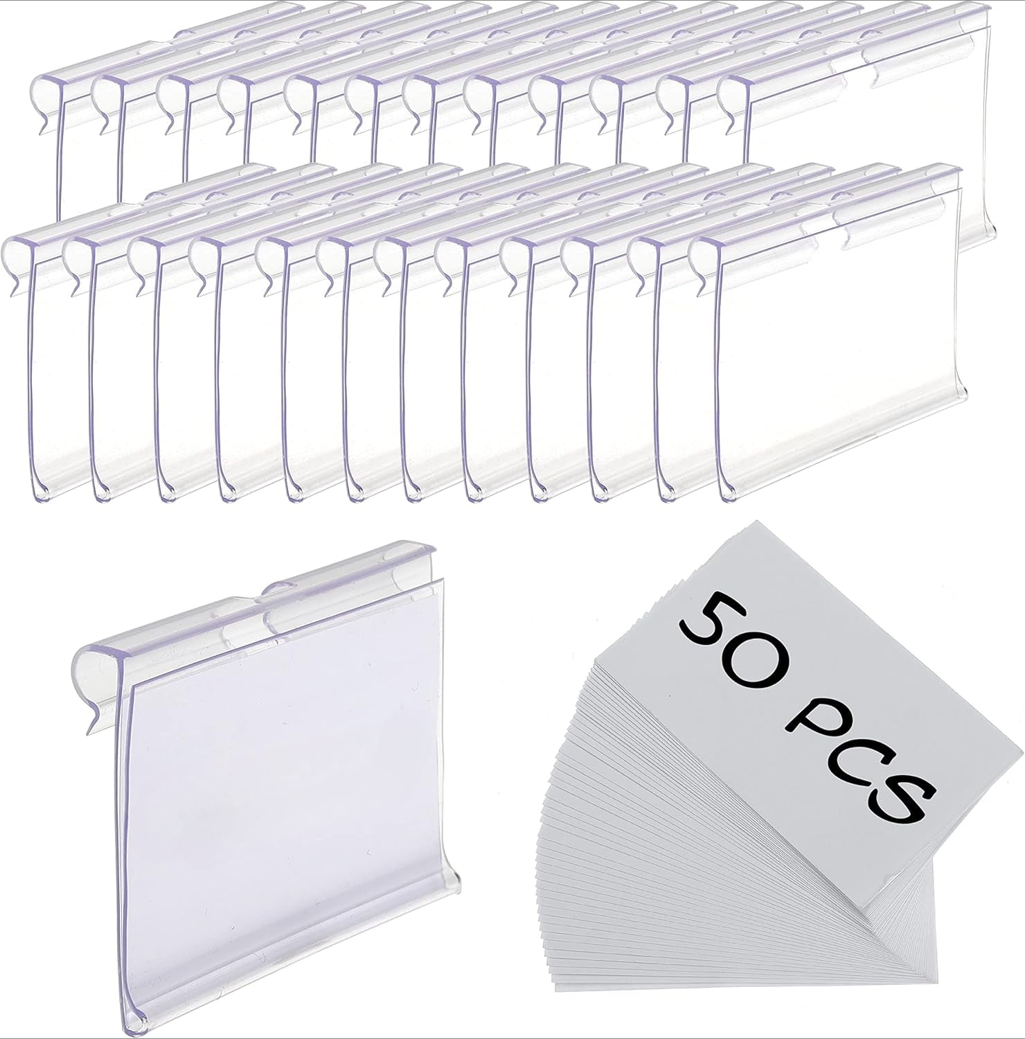 Clear Plastic Label Holders 50 PCS with Paper for Wire Shelf Retail ...
