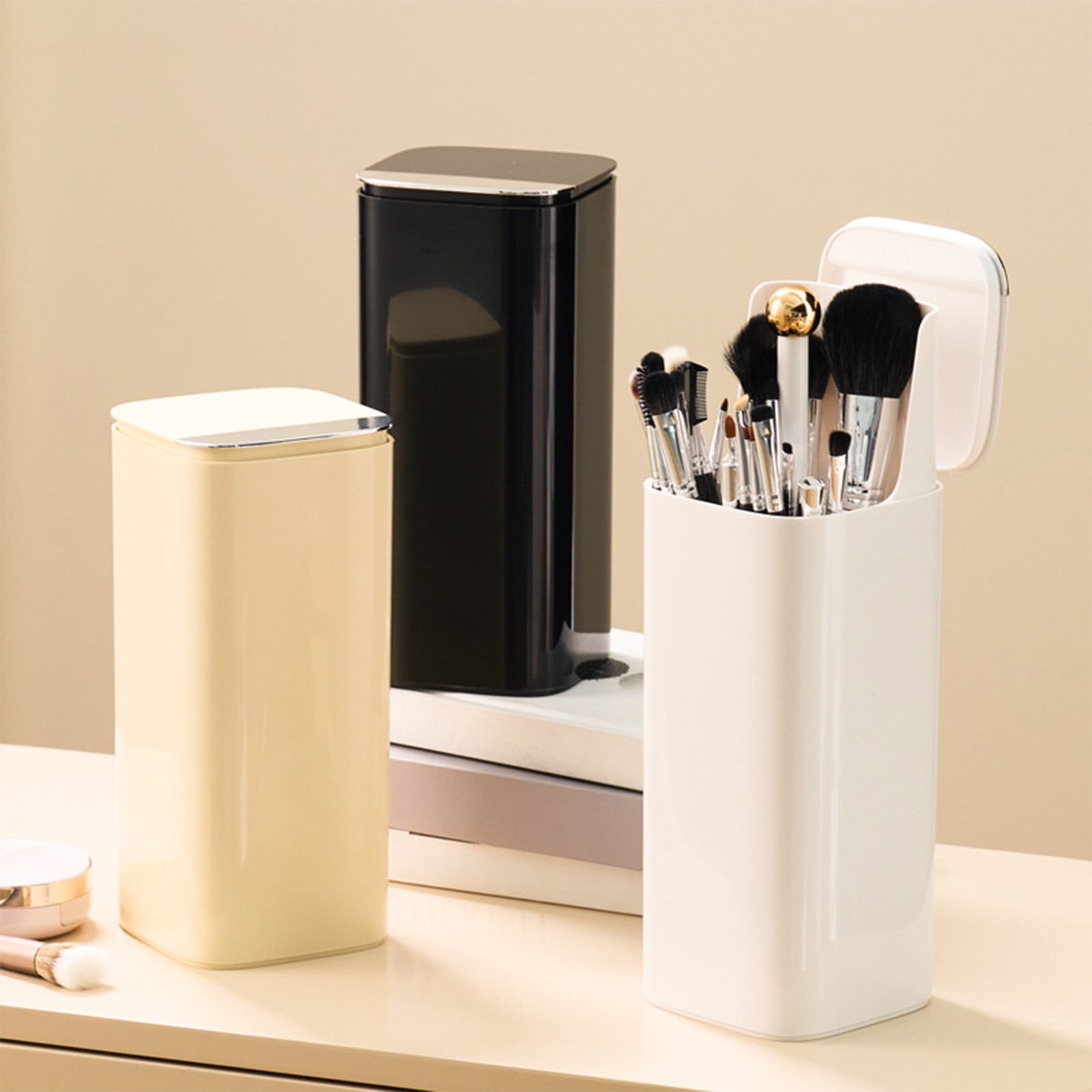 Clear Plastic Makeup Storage Box 4-Slot Vanity Display Stand Acrylic ...