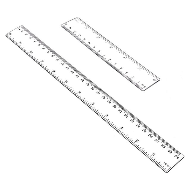 Clear Plastic Measuring Rulers - Set of 2, 12-Inch and 6-Inch Lengths ...