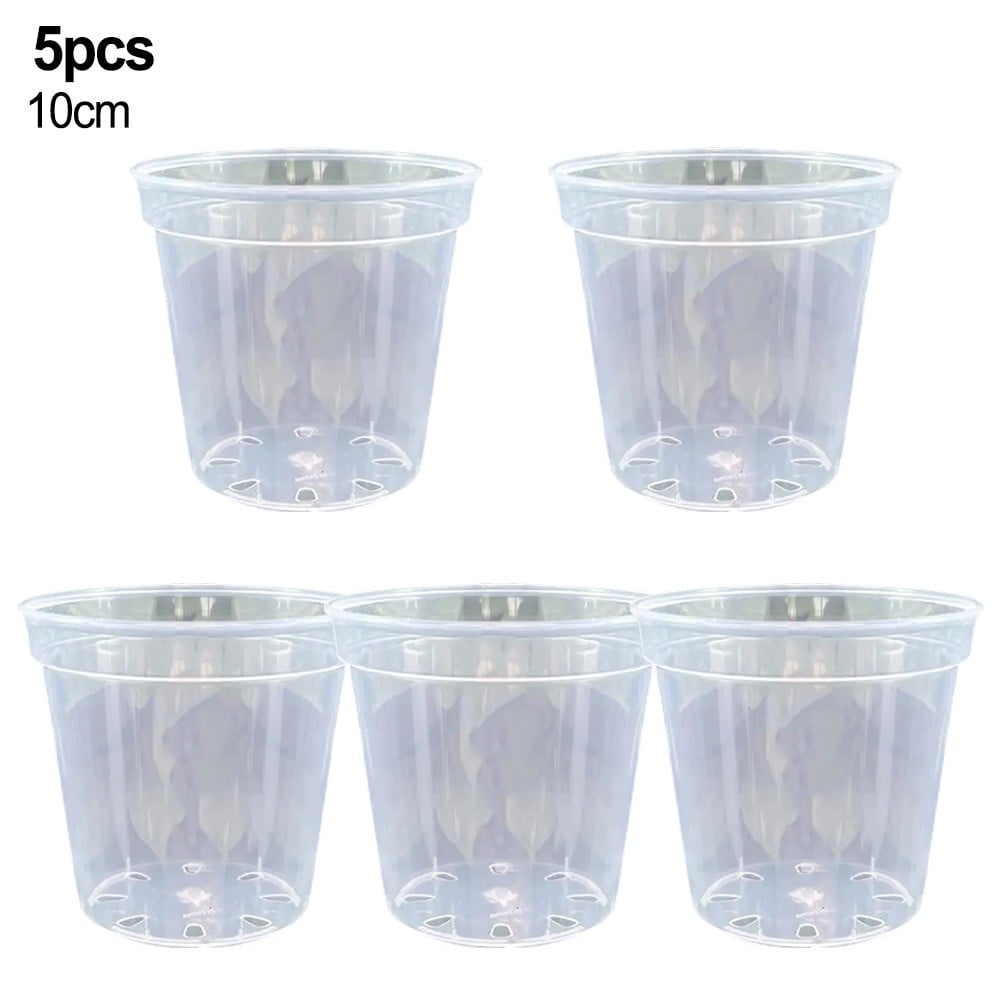 Clear Plastic Nursery Pots Set 10cm & 15cm Round Planters for Easy ...