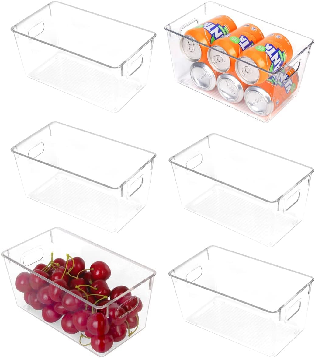 Clear Plastic Organizer Bins 【6-Pack】– Shelf Storage Bins or Kitchen ...