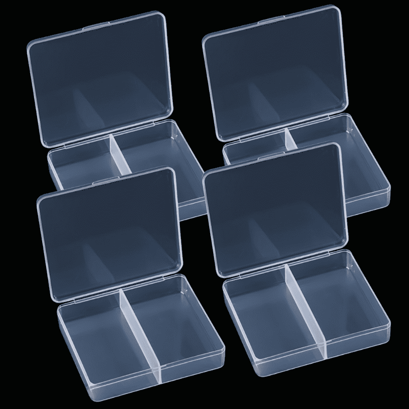 Clear Plastic Organizer Boxes with Hinged Lids, 4-Piece Set, Stackable ...