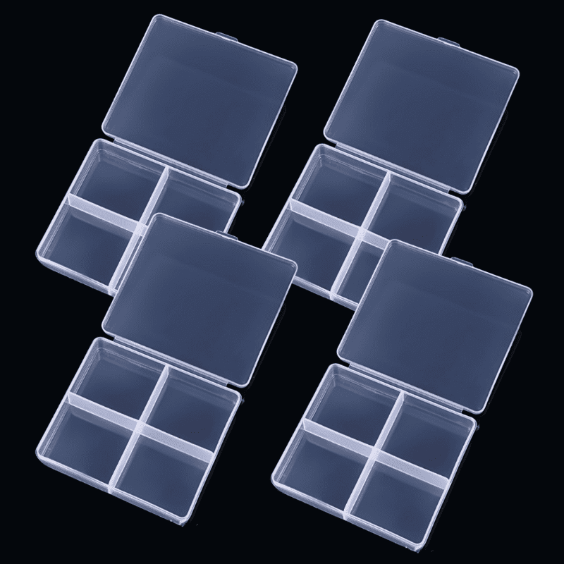 Clear Plastic Organizer Boxes with Hinged Lids, 4-Piece Set, Stackable ...