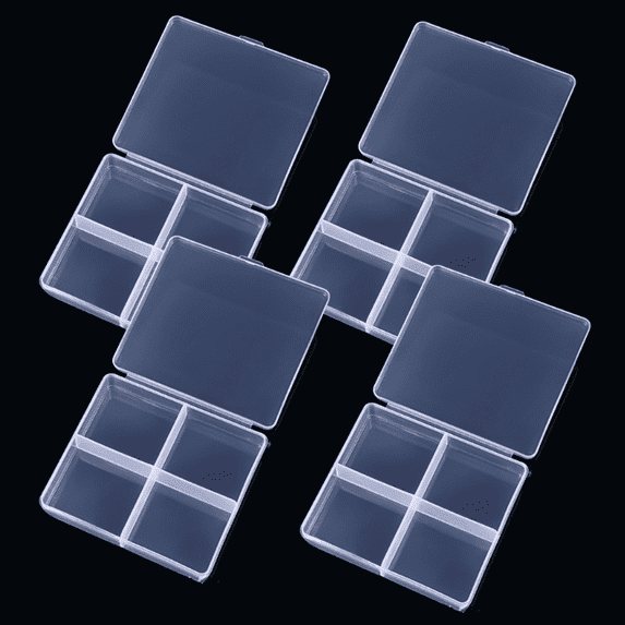 Clear Plastic Organizer Boxes with Hinged Lids, 4-Piece Set, Stackable ...