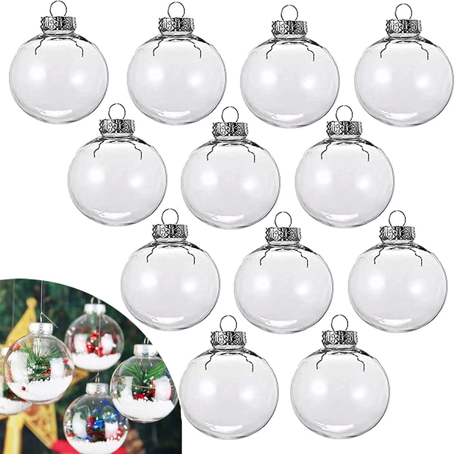 Clear Plastic Ornaments -12Pcs 3.15'' Disc Ornaments Christmas Hanging ...