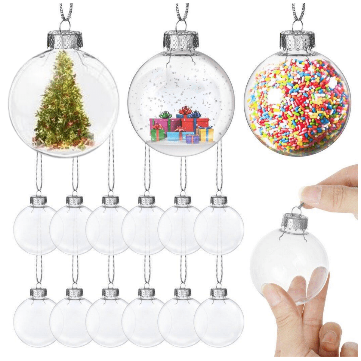 Topboutique Clear Plastic Fillable Christmas Ornaments, 8cm, 12Pcs, DIY ...