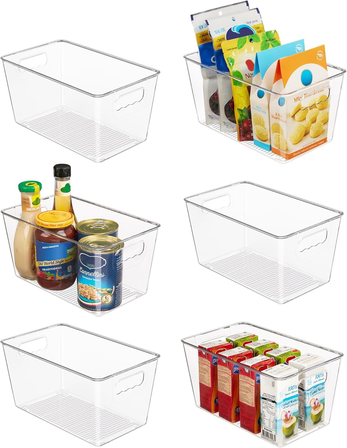 Clear Plastic Pantry Organizer Bins, 2 PCS Food Storage Bins with ...