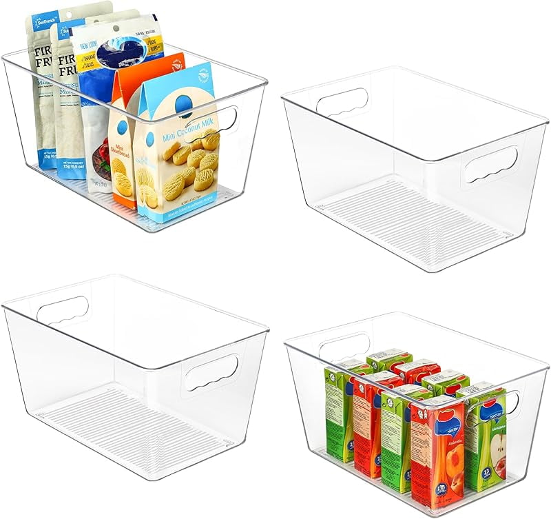 Clear Plastic Pantry Organizer Bins, 6 PCS Food Storage Bins, Fridge ...