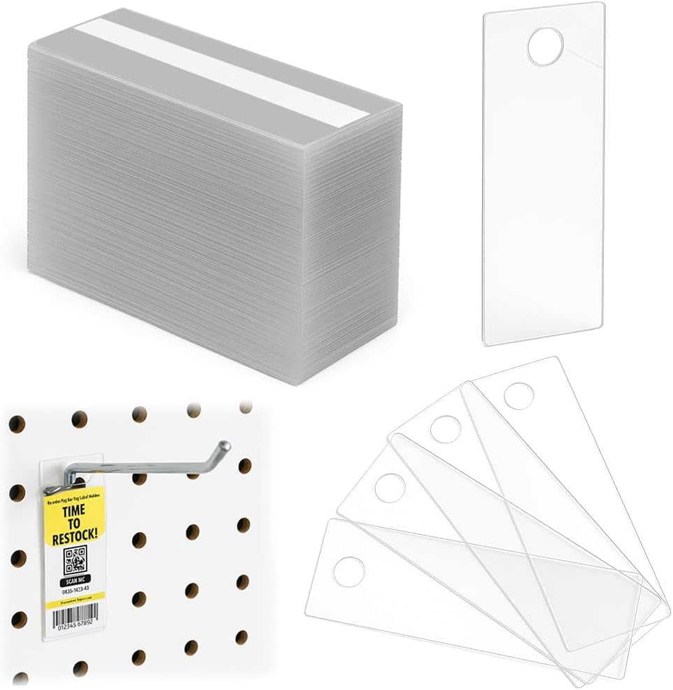 Clear Plastic Peg Back Label Holders, Transparent Reorder Replenishment ...