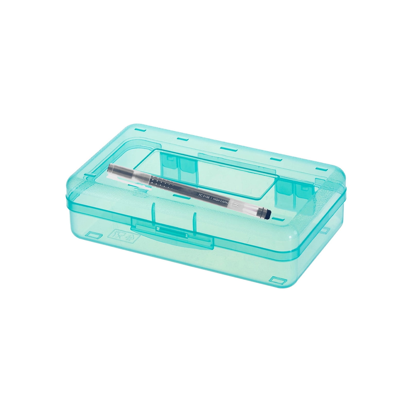 Clear Plastic Pencil Box - Large 8.1 Inch Storage Organizer with Snap ...
