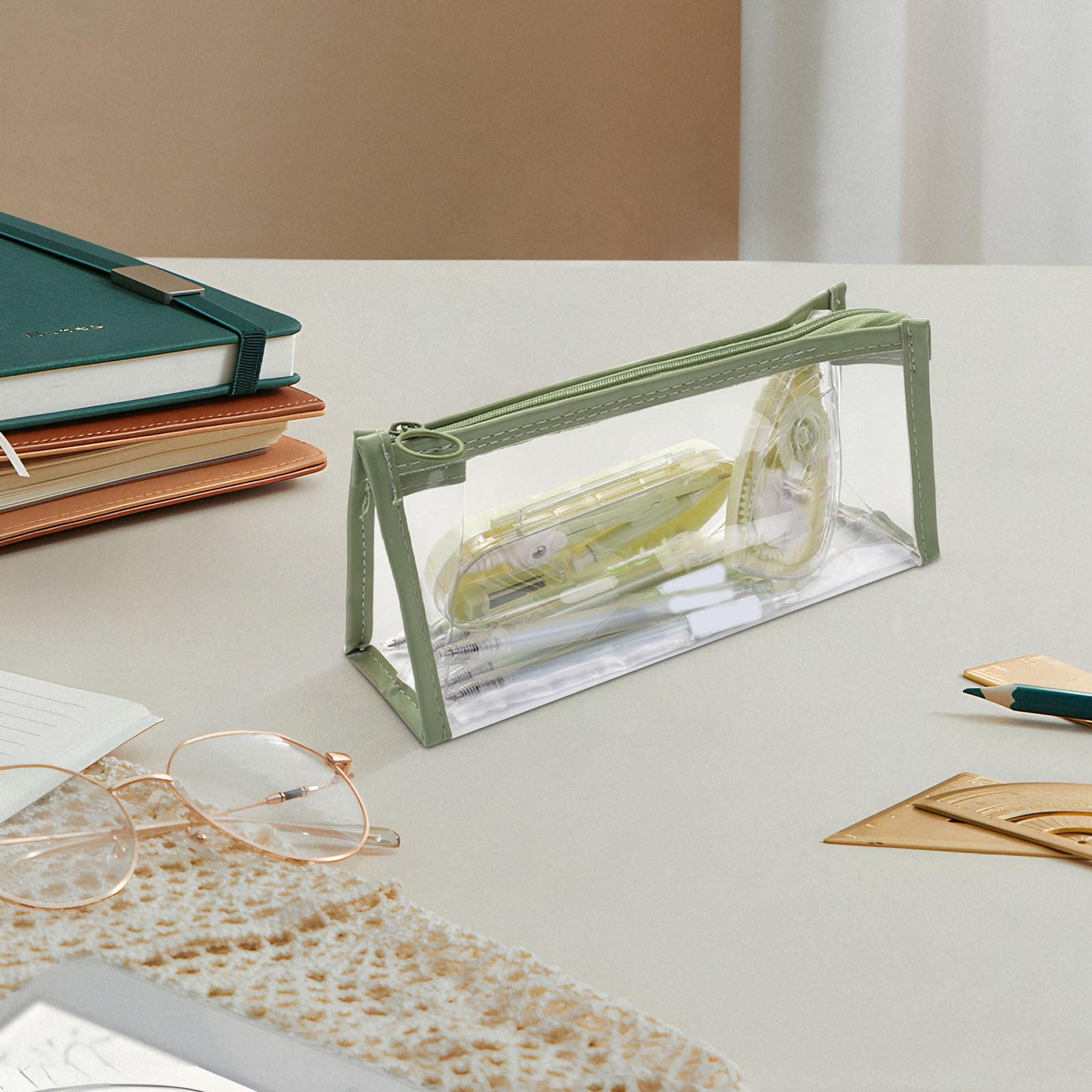 Clear Plastic Pencil Case,Large Capacity Transparent Zippered Organizer ...