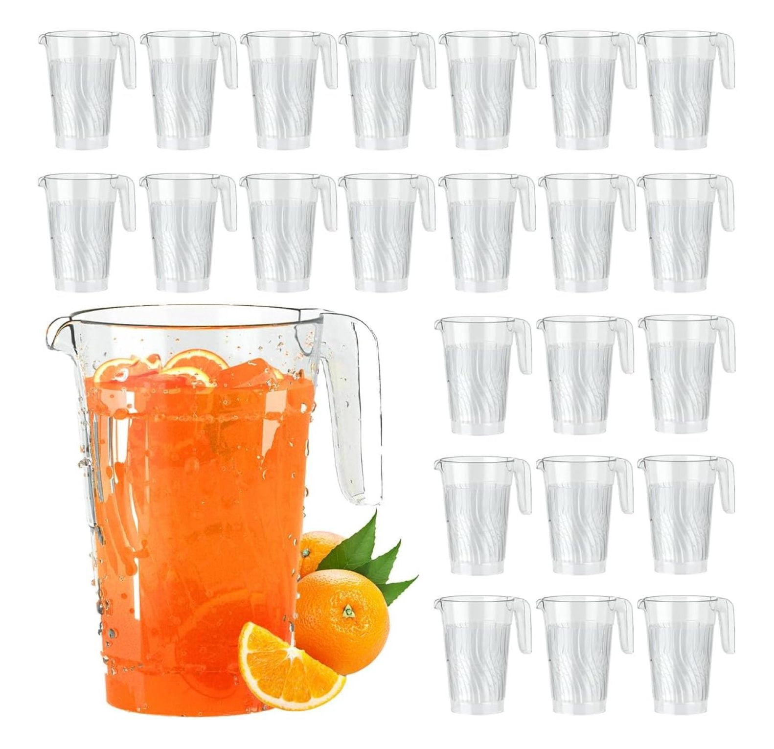 Clear Plastic Pitcher – 52 oz – 24 Pack - Round Design -Easy Pour ...