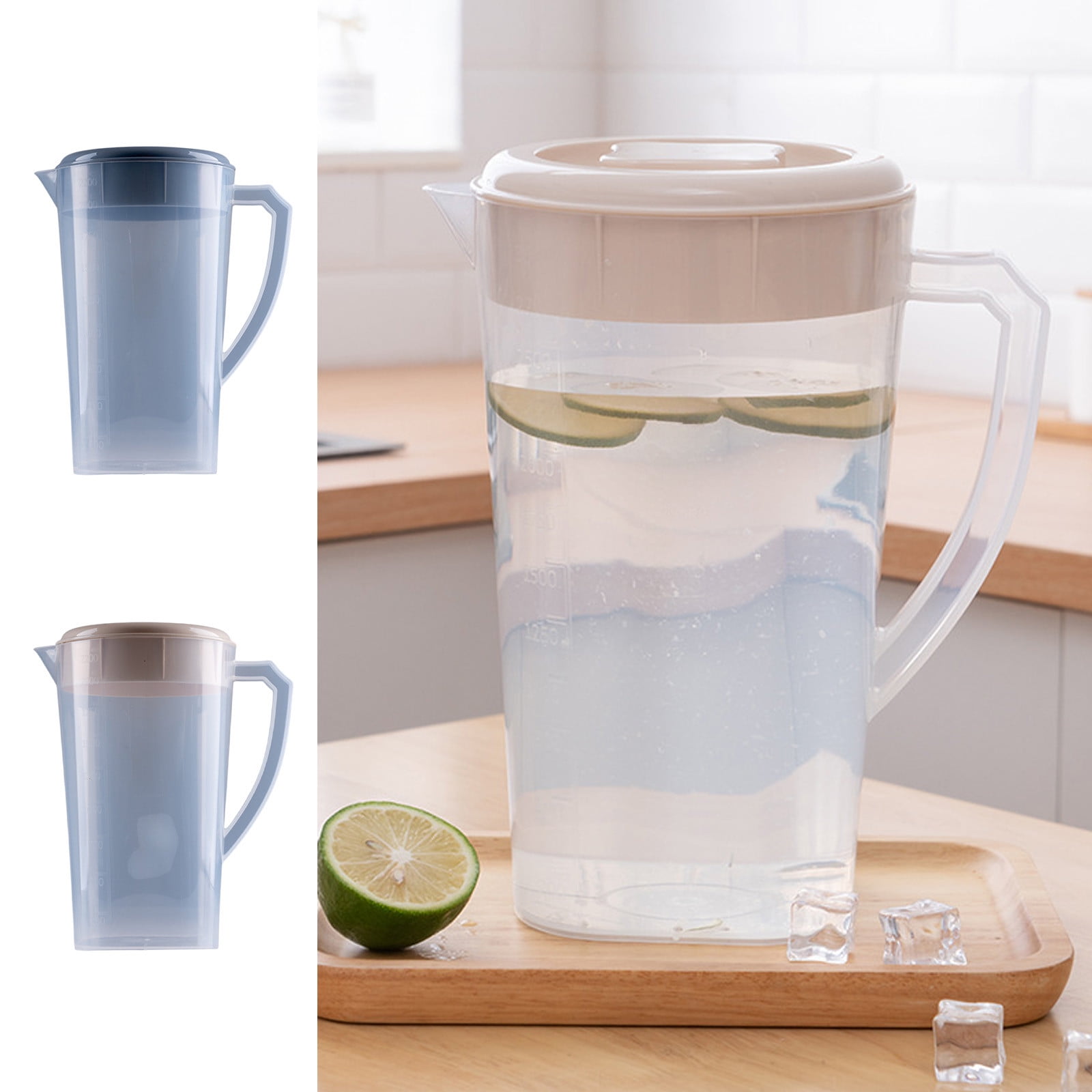 Clear Plastic Pitcher, Lid-Protected Water Jug, BPA-Free Material, Leak ...