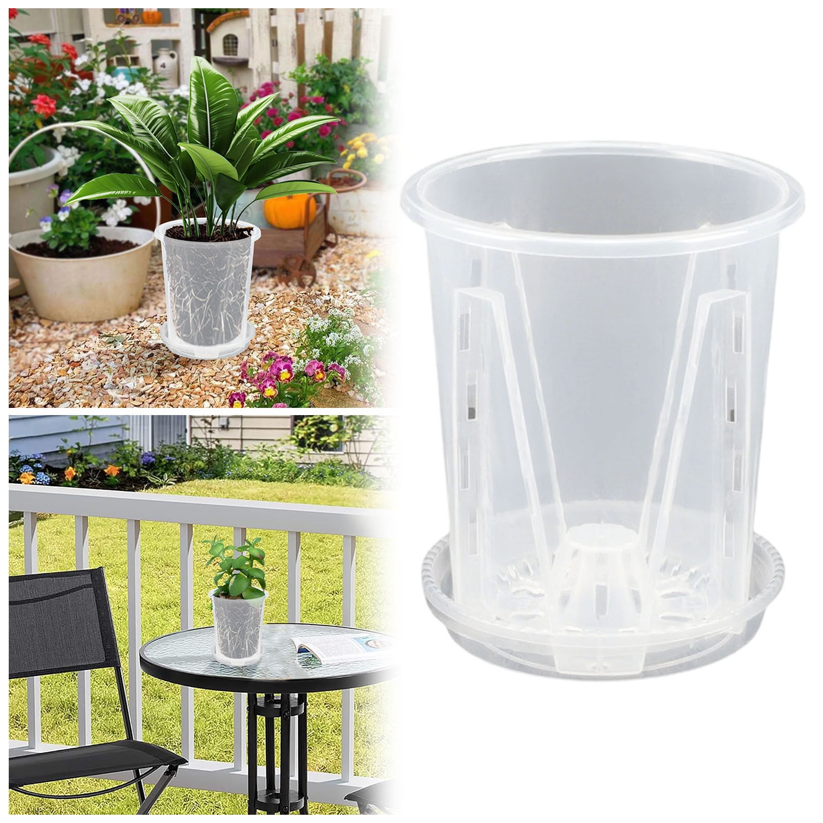 Clear Pots with Saucers Nursery Pots with Drainage Holes for Indoor ...